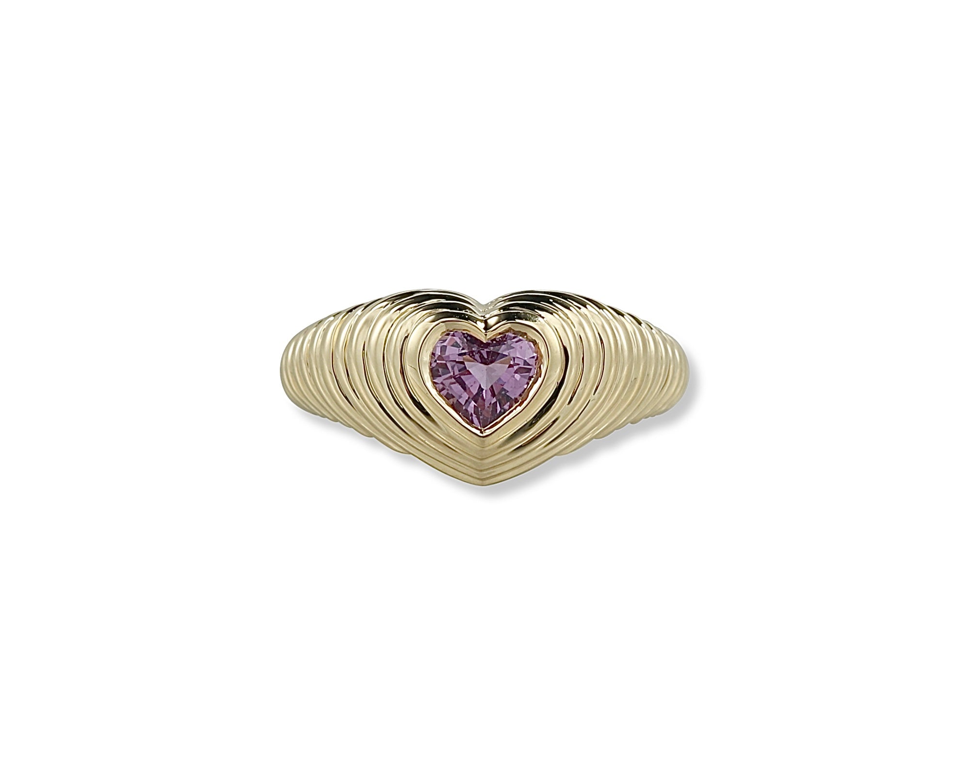 Pink Textured Heart Pinky Ring